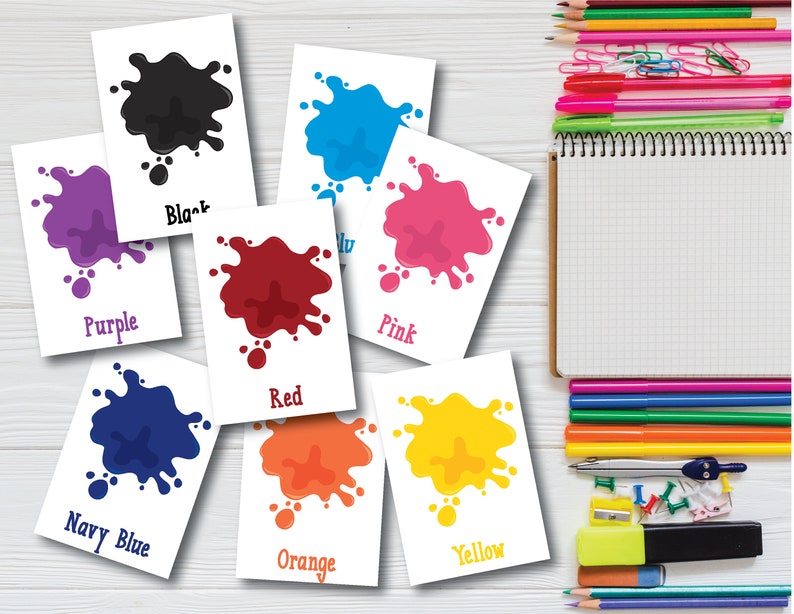 COLORS SPLASH Printable Flashcards for Kids Homeschool - Etsy