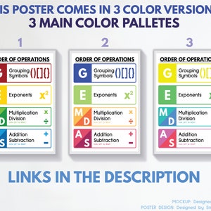 GEMDAS POSTER, Math Teacher Gift, Printable Educational Posters, Math ...