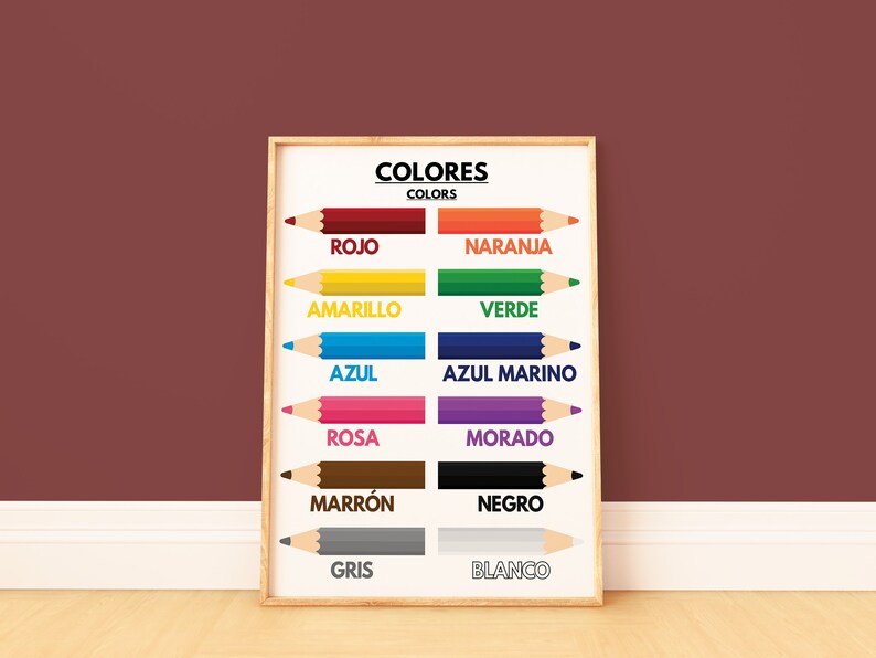 Spanish Colors Poster, Kids Educational Print (digital Download) - Etsy