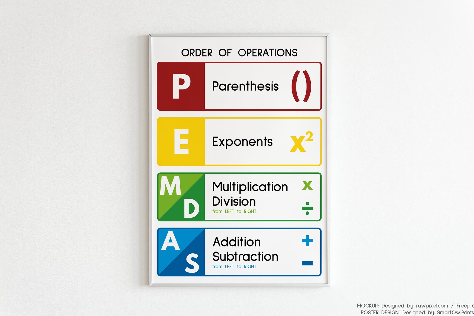 PEMDAS POSTER Math Classroom Wall Decor Educational Posters - Etsy