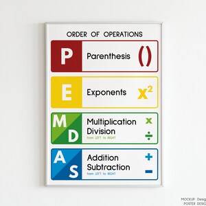 PEMDAS POSTER, Math Classroom Wall Decor, Educational Posters, Math ...