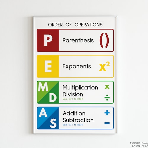 PEMDAS POSTER Math Classroom Wall Decor Educational Posters - Etsy