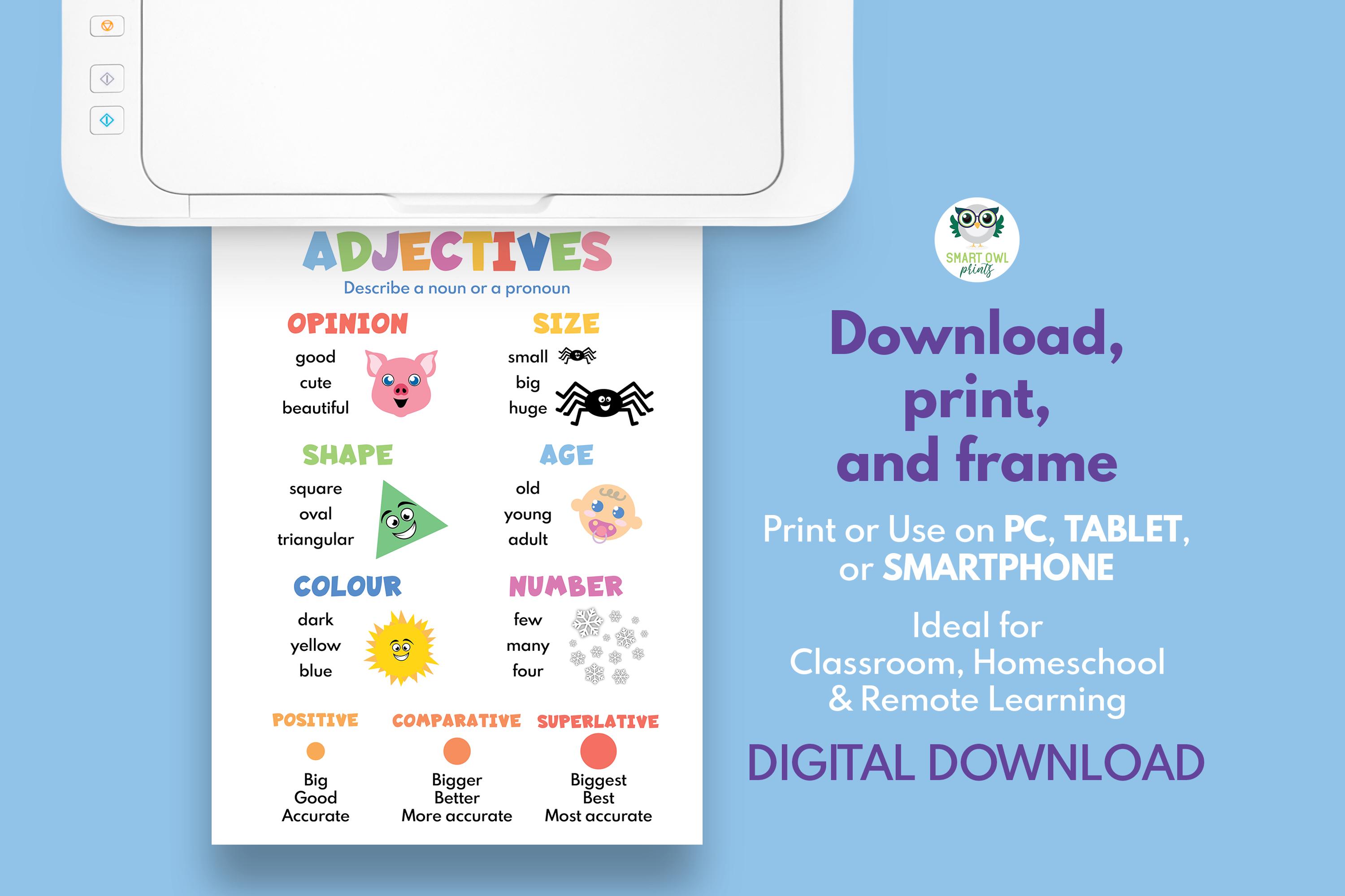 ADJECTIVES FOR KIDS, Types of Adjectives, Parts of Speech, Grammar ...