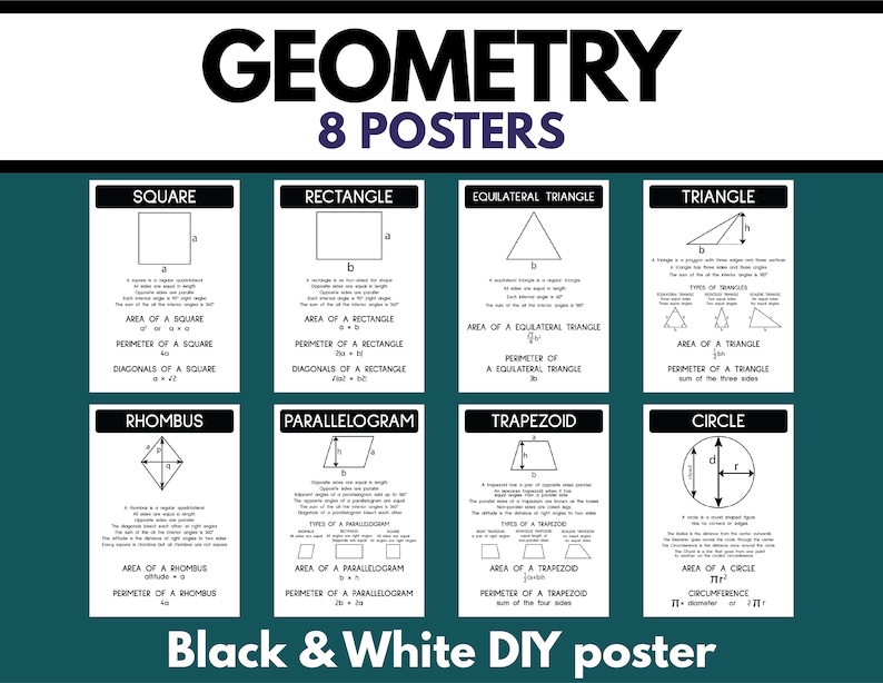 GEOMETRY POSTER Set of 8 Posters Math for Kids Educational - Etsy