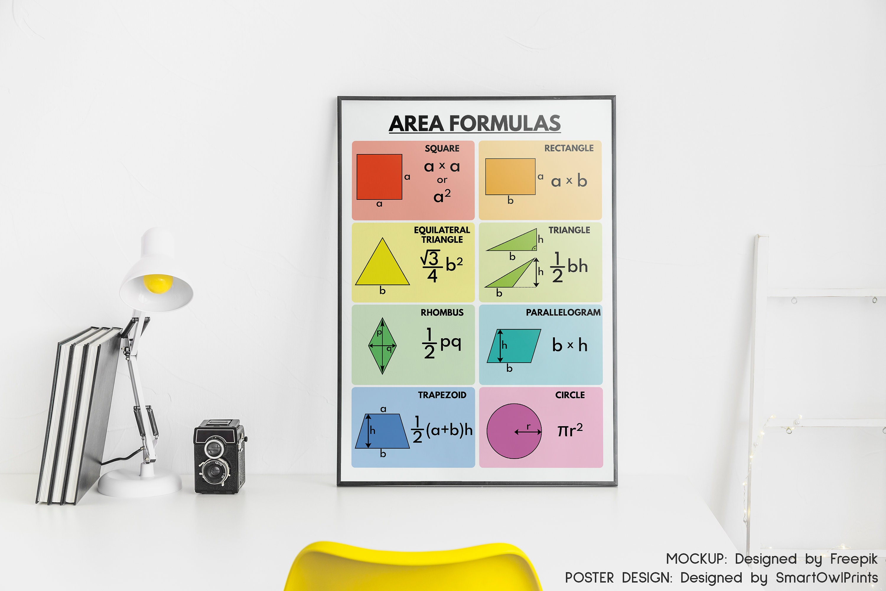 AREA & VOLUME FORMULAS - Set of 2 Posters, Geometry Educational Poster ...