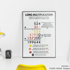 LONG MULTIPLICATION Poster, Educational Postesr for Kids, Math ...