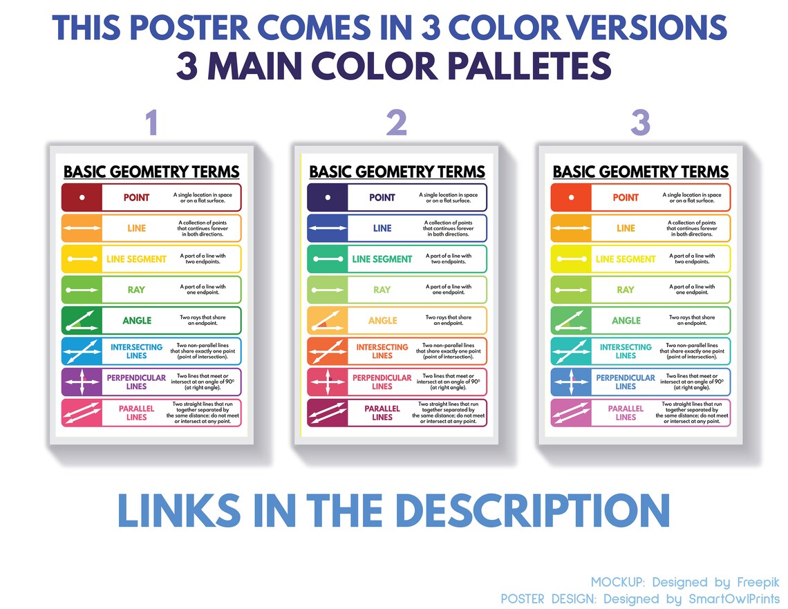BASIC GEOMETRY TERMS Geometry Educational Poster Math - Etsy