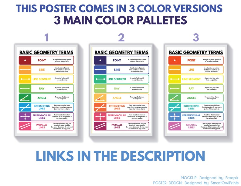 BASIC GEOMETRY TERMS Geometry Educational Poster Math | Etsy