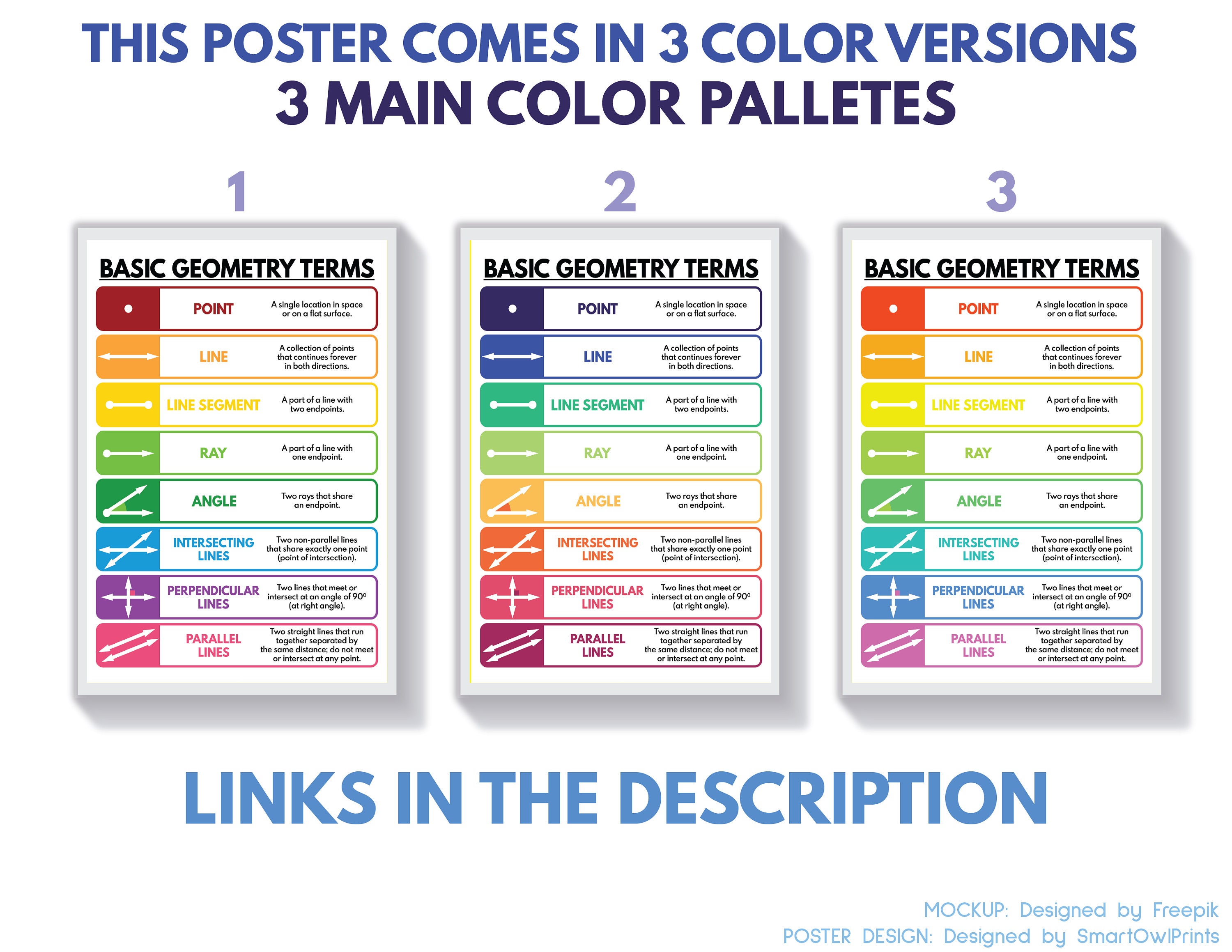 BASIC GEOMETRY TERMS Geometry Educational Poster Math - Etsy
