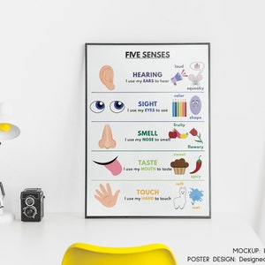 FIVE SENSES Poster, Educational Posters, Hearing Sight Smell Taste ...