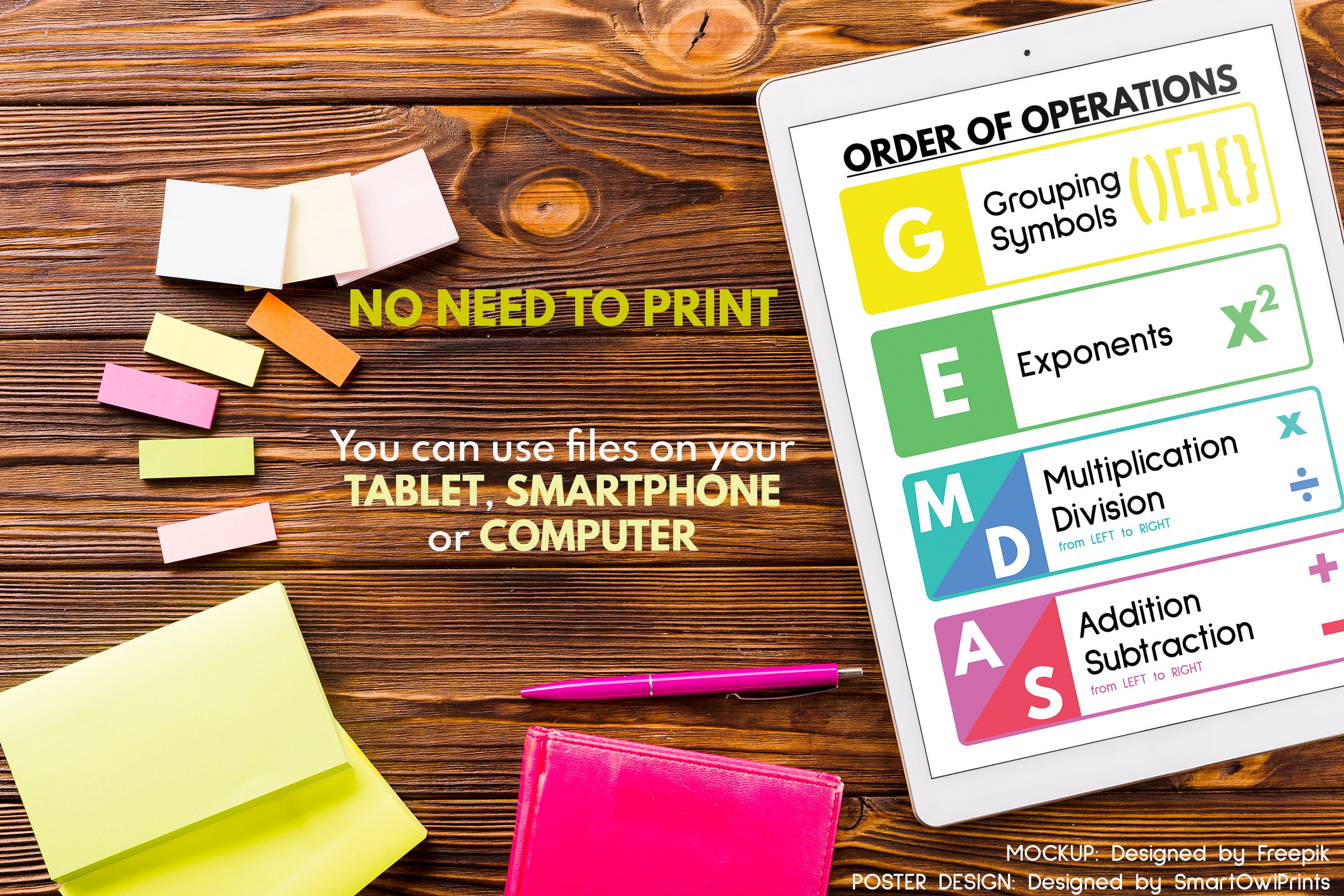 GEMDAS POSTER, Math Teacher Gift, Printable Educational Posters, Math ...