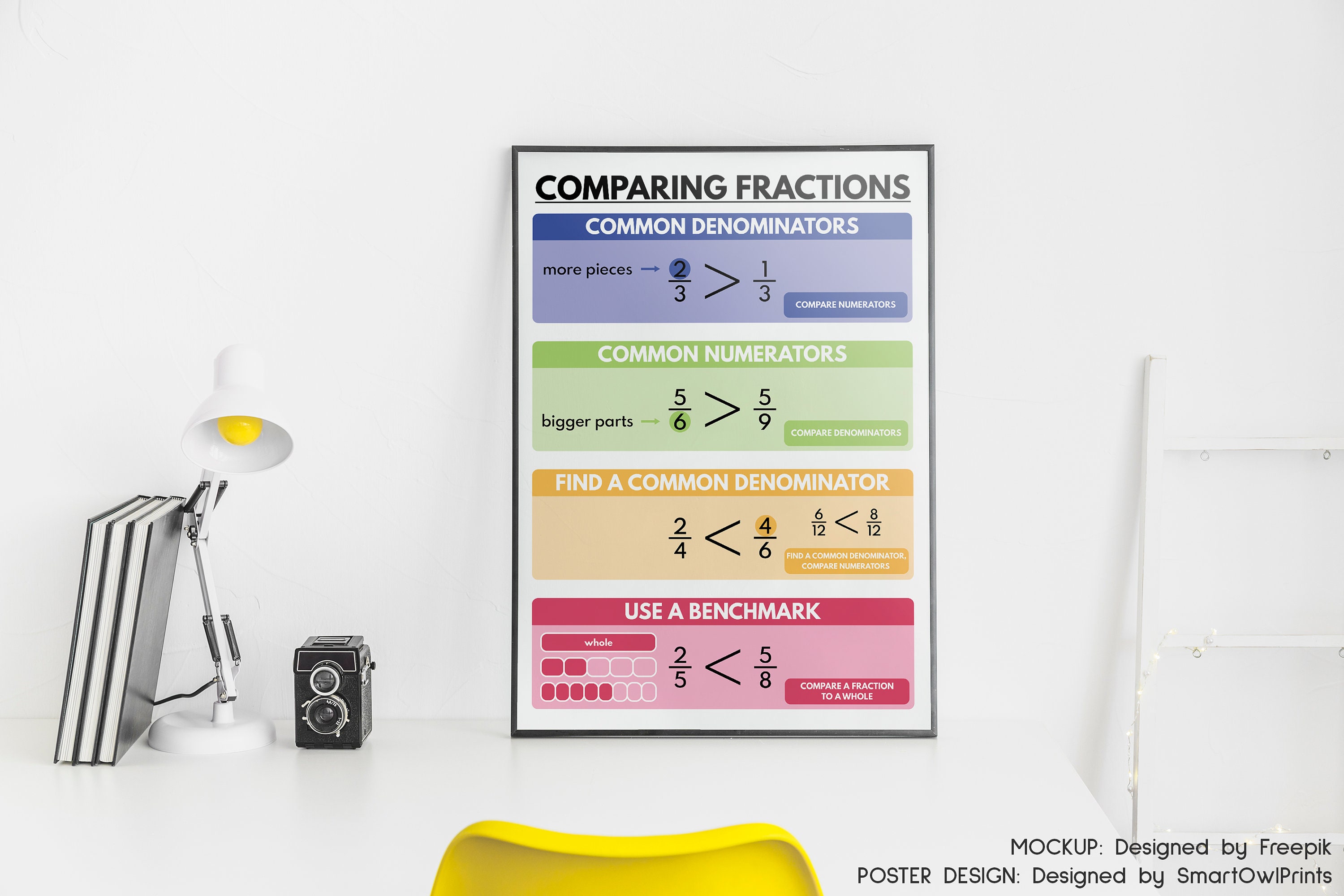 COMPARING FRACTIONS POSTER, Educational Posters for Kids, Math Teaching ...