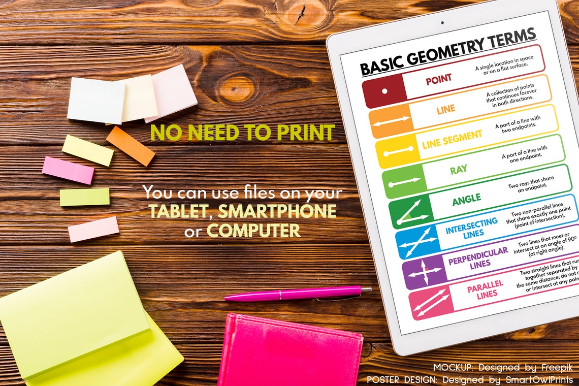 BASIC GEOMETRY TERMS Geometry Educational Poster Math - Etsy