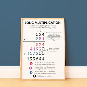 LONG MULTIPLICATION and DIVISION Posters, Educational Posters for Kids ...