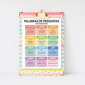 Spanish Language, QUESTION WORDS POSTER, Grammar Chart, Spanish ...
