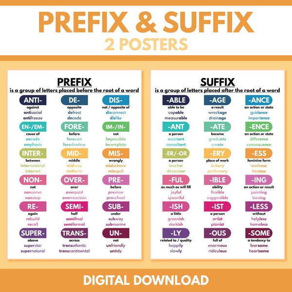 Suffixes Anchor Chart - Etsy