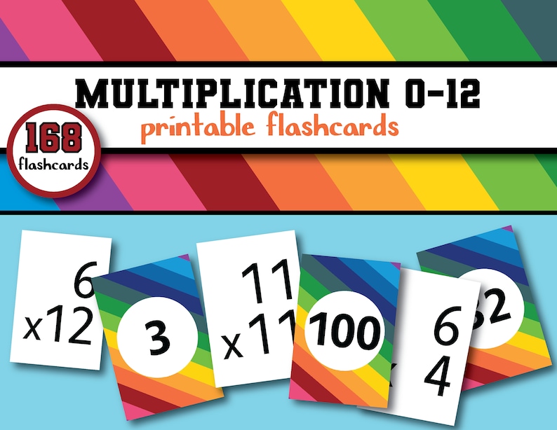MULTIPLICATION 0-12 MONTESSORI FLASHCARDS Homeschool Math - Etsy