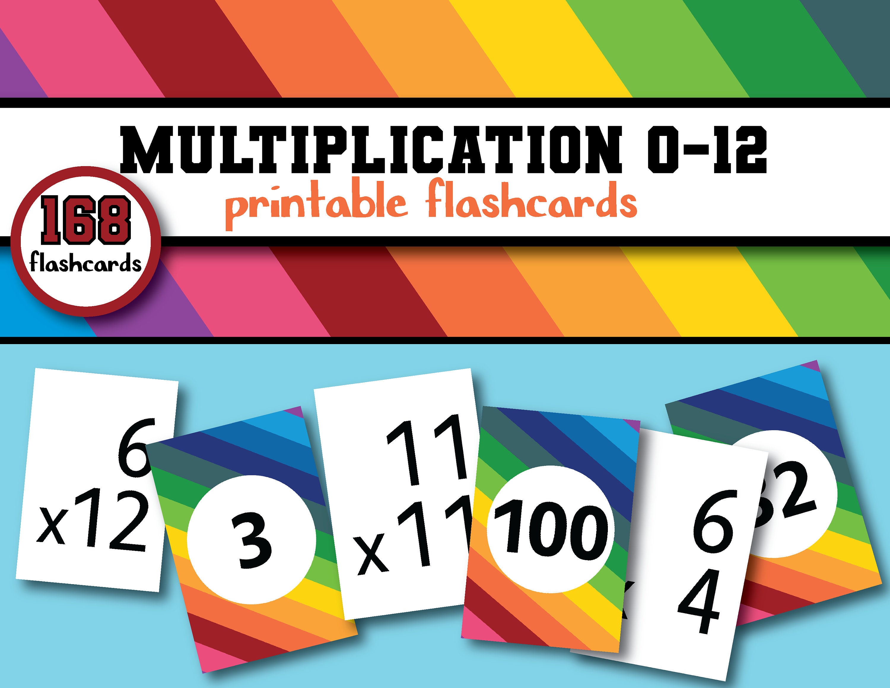 MULTIPLICATION 0-12 MONTESSORI FLASHCARDS, Homeschool Math Facts ...