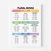 PLURAL NOUNS POSTER, Grammar Chart for Homeschool, Classroom Wall Decor ...