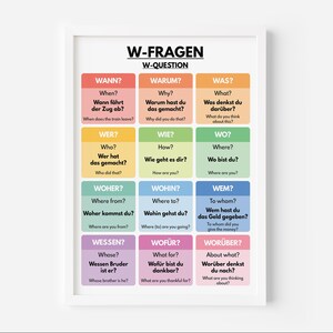 German Language, QUESTION WORDS POSTER, Grammar Chart, Classroom Decor ...
