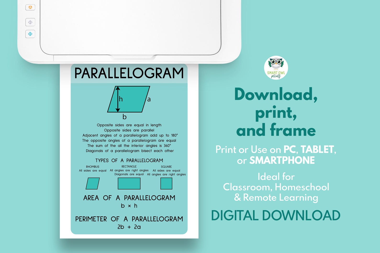GEOMETRY SHAPES CHARTS for Kids, Geometry Poster, Educational Poster ...