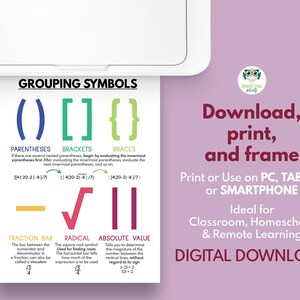 GRUPING SYMBOLS, Master GEMDAS and Math Symbols, Classroom Educational ...