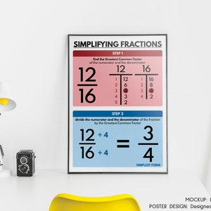 REDUCING FRACTIONS POSTER, Simplifying Fractions, Educational Posters ...
