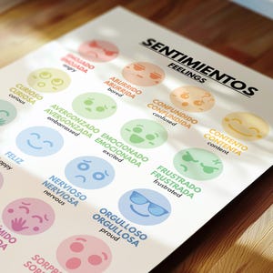 Spanish Language, FEELINGS - SENTIMENTOS Poster, Basic Spanish ...