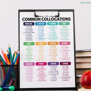 COMMON COLLOCATIONS Vocabulary Poster English Language - Etsy