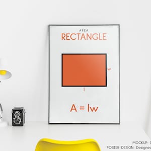 AREA FORMULAS POSTERS, Set of 8 Posters, Geometry, Educational Poster ...