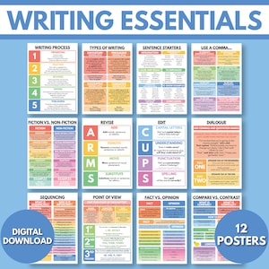 MASTERING WRITING ESSENTIALS - Set of 12 Posters, How to Write ...