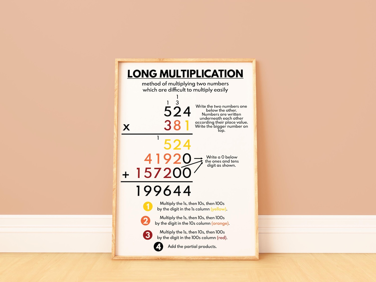 LONG MULTIPLICATION Poster, Educational Postesr for Kids, Math ...