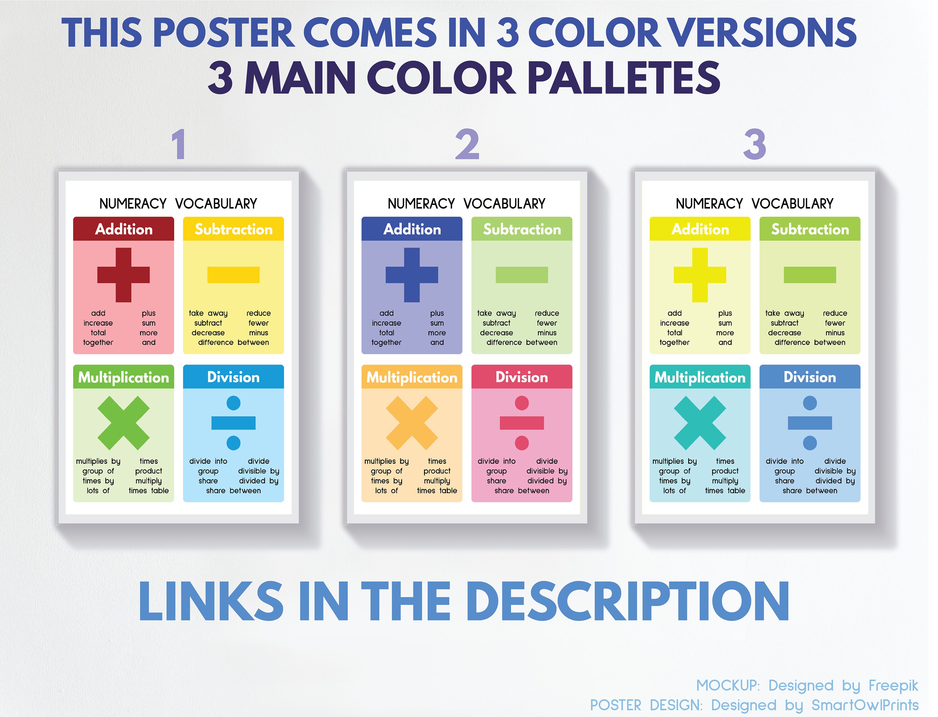 Cartel de vocabulario de MATEMÁTICAs cartel educativo | Etsy