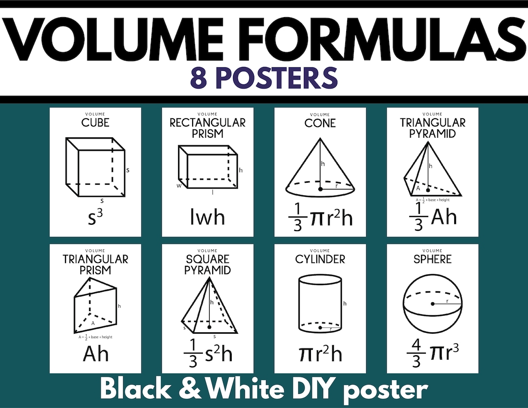 VOLUME FORMULAS Set of 8 Posters 3D Geometry 3D Shapes - Etsy