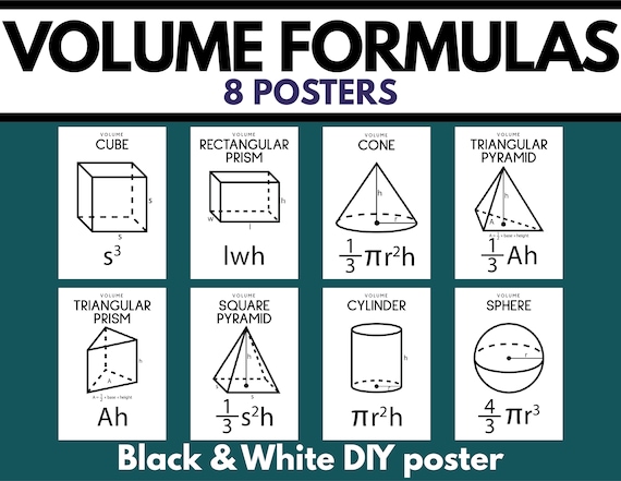 VOLUME FORMULAS Set of 8 Posters 3D Geometry 3D Shapes | Etsy