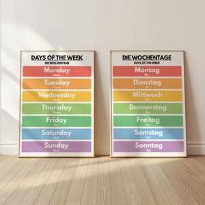 German Language, DAYS of THE WEEK in German, 2 Posters Set, German ...