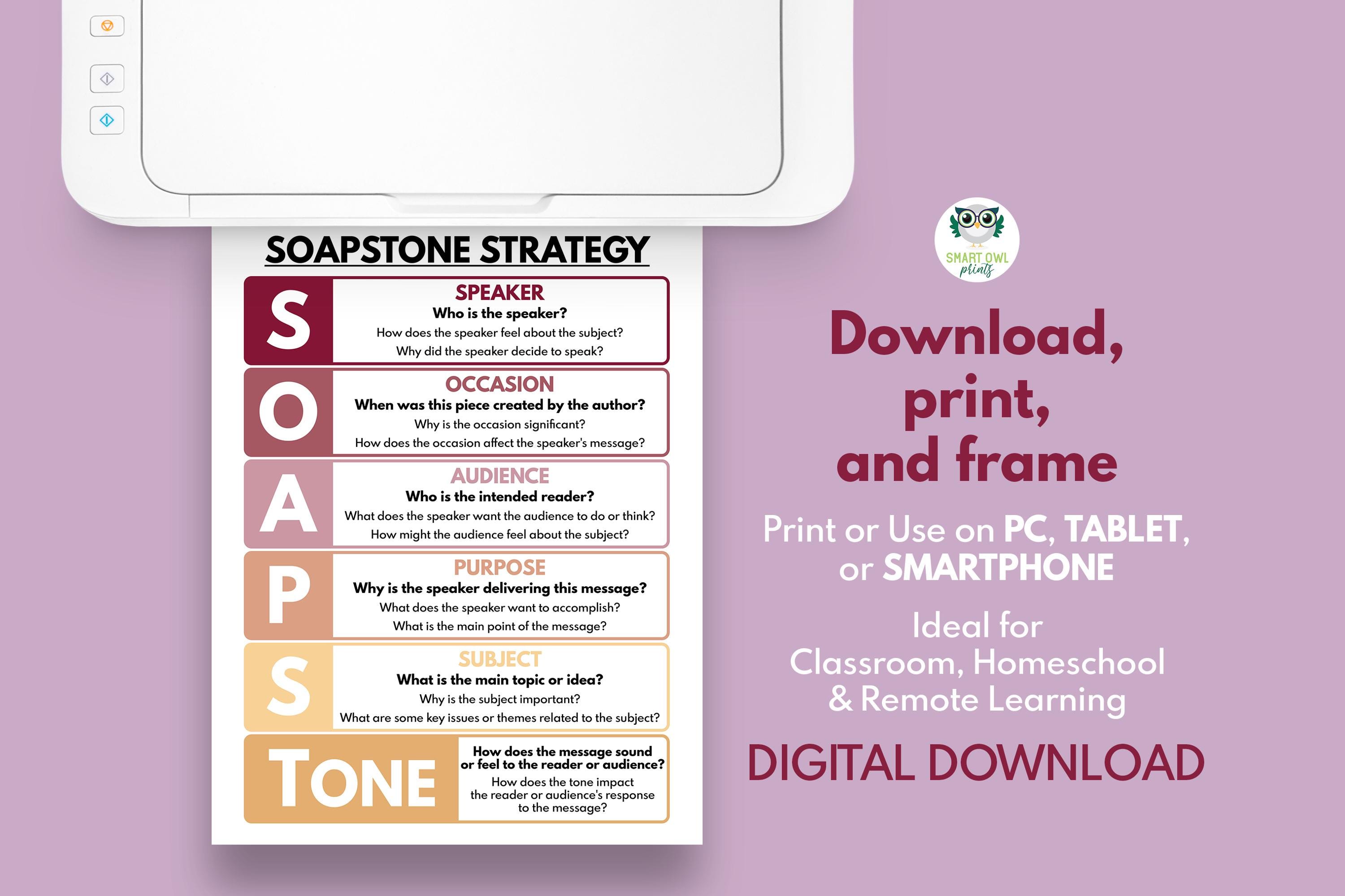 SOAPSTONE STRATEGY POSTER, English Language, Homeschool, English ...