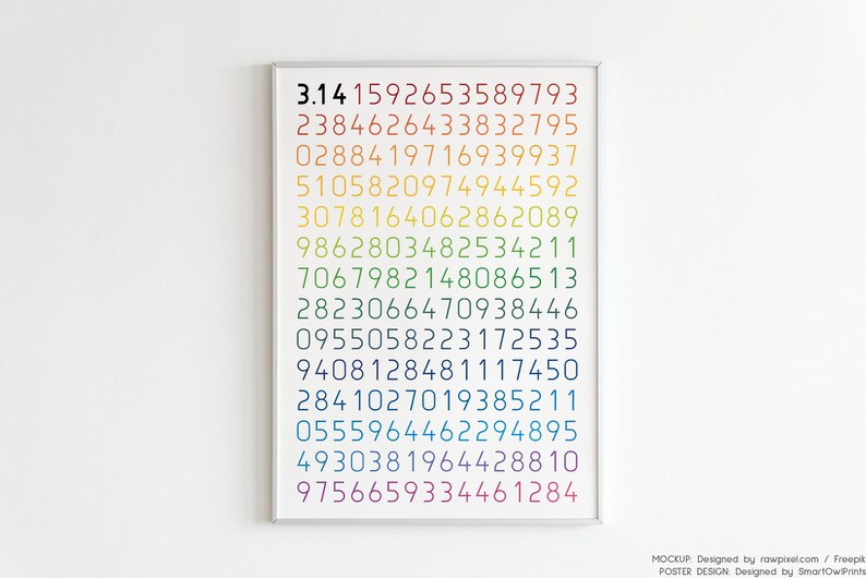 PI NUMBER Poster Educational Poster Math Rainbow Colors - Etsy