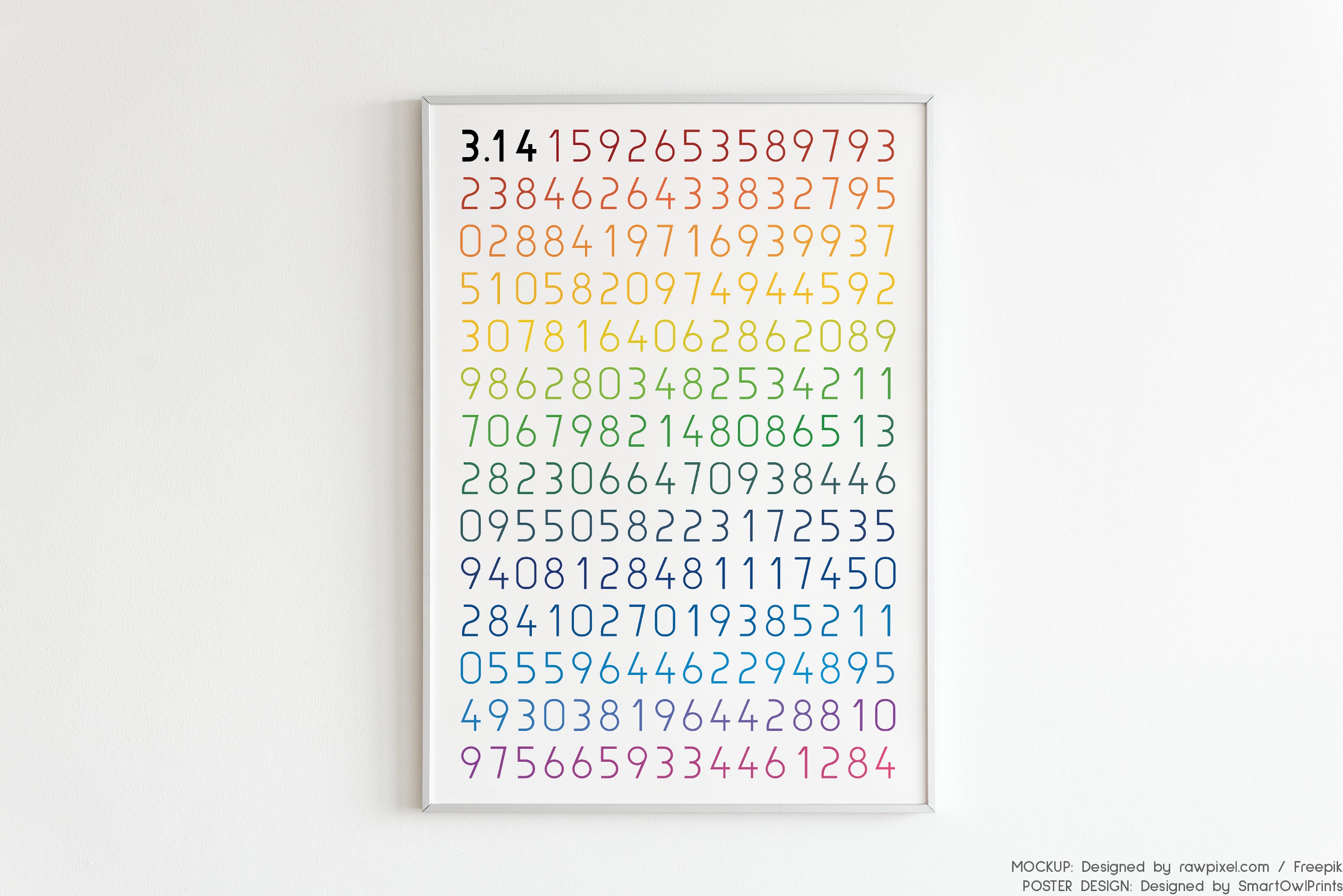 PI NUMBER Poster Educational Poster Math Rainbow Colors - Etsy UK