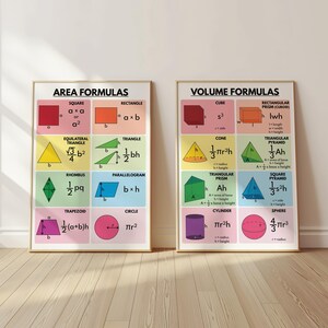 AREA & VOLUME FORMULAS, Geometry, Geometric Shapes, Educational Posters ...