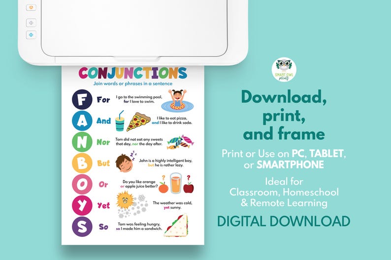 FANBOYS CONJUNCTIONS for Kids, Parts of Speech, English Language ...