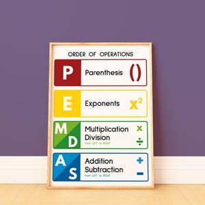 PEMDAS POSTER, Math Classroom Wall Decor, Educational Posters, Math ...