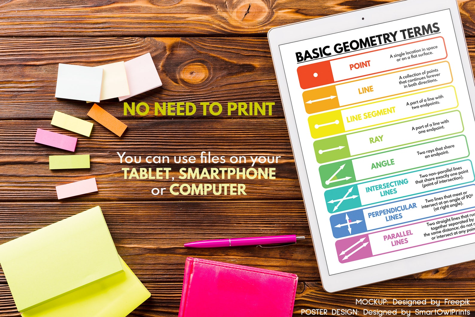 BASIC GEOMETRY TERMS Geometry Educational Poster Math | Etsy