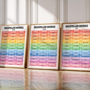 99 MOST MISSPELLED WORDS - Set of 3 Posters, Learn English, Homeschool ...