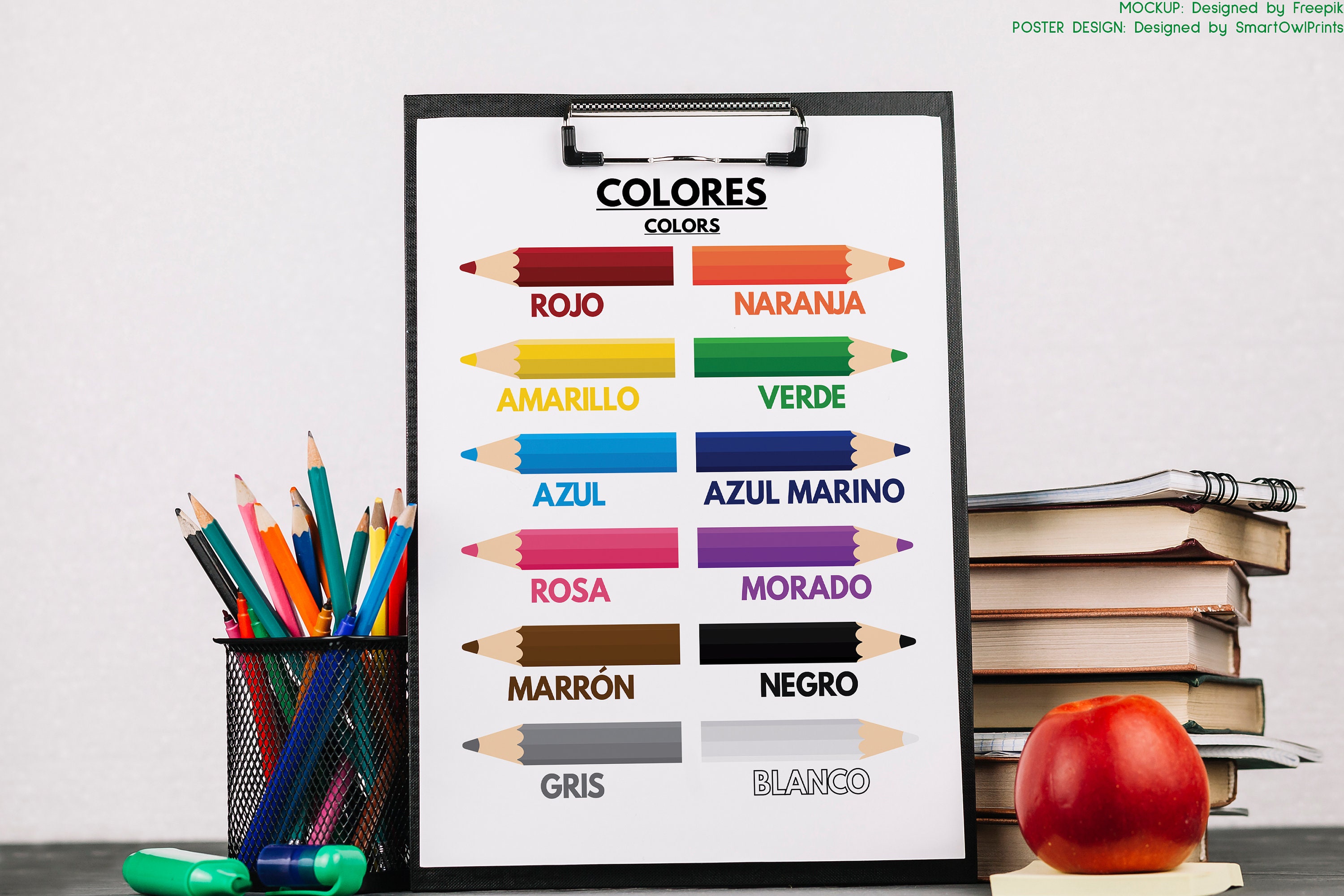 COLOR NAMES for Kids, Spanish Language, Educational Poster, Learn ...