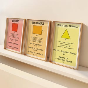 GEOMETRY SHAPES CHARTS for Kids, Geometry Poster, Educational Poster ...