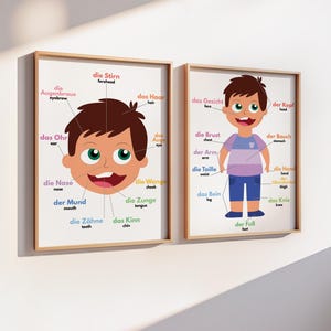 German Language, BODY PARTS - Set of 3 Posters, German Vocabulary ...