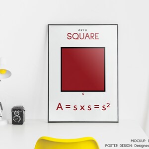 AREA FORMULAS POSTERS, Set of 8 Posters, Geometry, Educational Poster ...