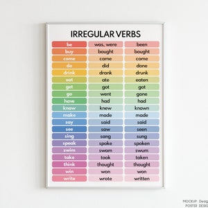 IRREGULAR VERBS, Parts of Speech, Grammar Chart for Homeschool ...