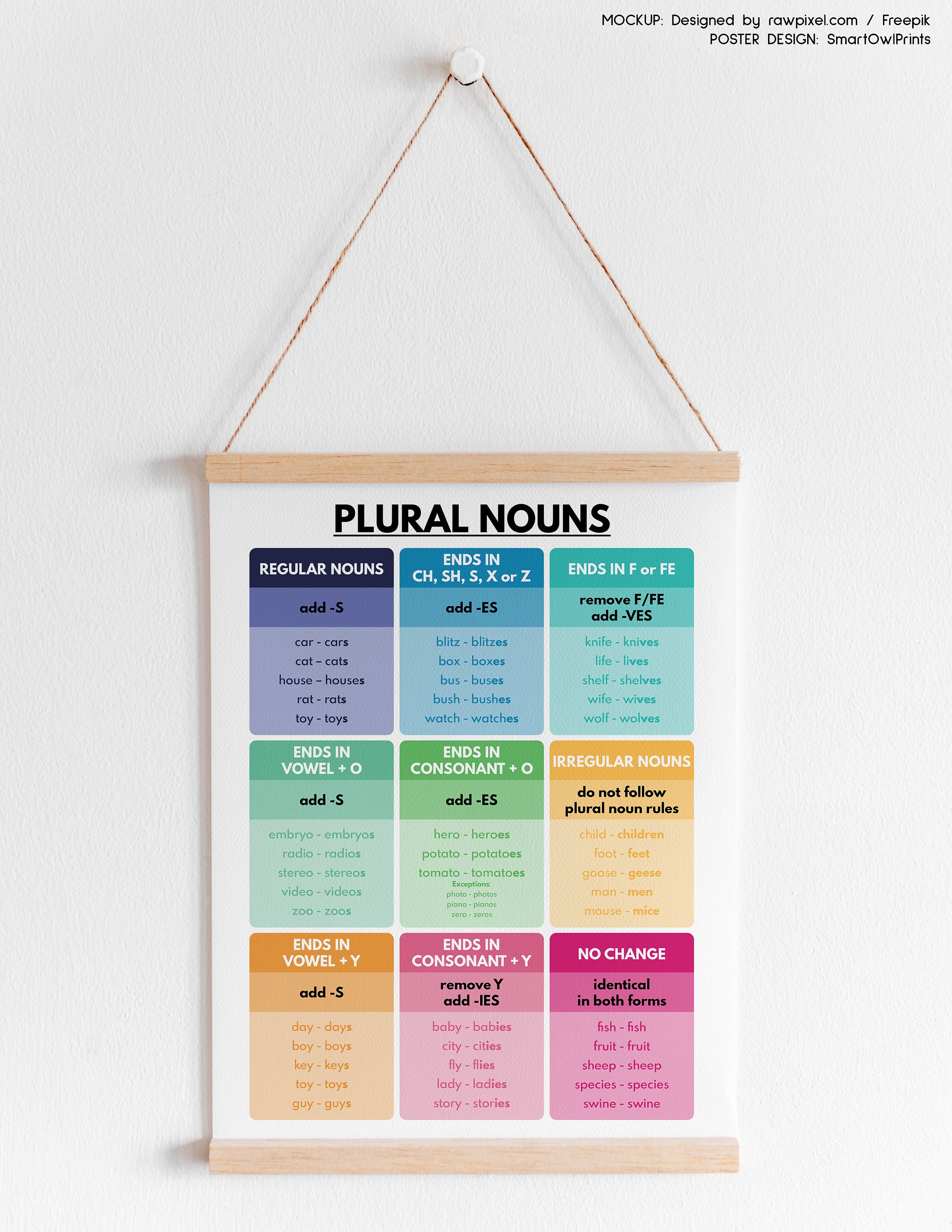 PLURAL NOUNS POSTER Grammar Anchor Chart for Homeschool - Etsy